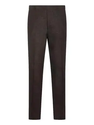 LARDINI Virgin Wool Micro-check Trousers - Brown