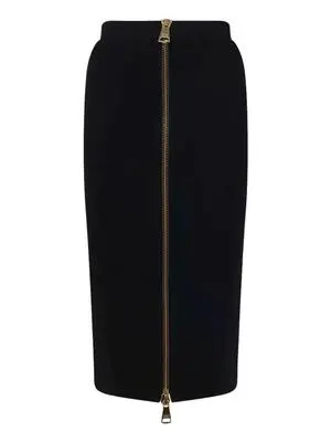 Elisabetta Franchi Midi Two-way Zip Skirt - Black