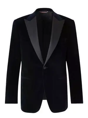 Canali Velvet Single-breasted Blazer - Blue