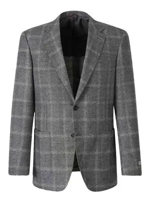 Canali Check-pattern Single-breasted Blazer - Grey