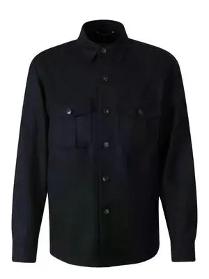 Canali Wool Chest-pocket Shirt Jacket - Blue