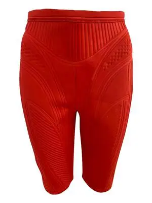 MUGLER Ribbed Cycling Shorts - Red