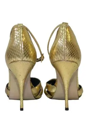 Carvela Python-effect Strappy Stiletto Pumps - Gold