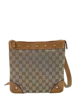 Gucci Gg Canvas Studded Shoulder Bag - Brown