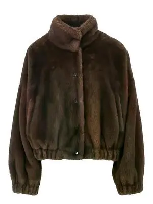 MAX MARA Weekend Max Mara Faux Fur Funnel Neck Jacket