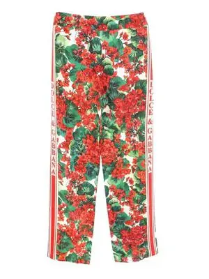 Dolce & Gabbana Floral Print Drawstring Trousers - Red