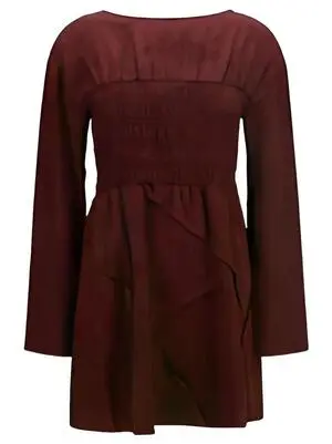 GANNI Long-sleeve Patchwork Mini Dress - Red