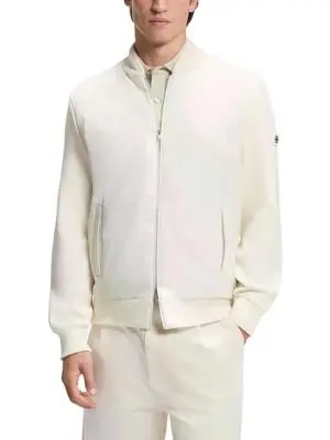 BOSS Cotton Knit Hybrid Bomber Jacket With Double B Patch - Neutrals