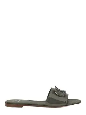 Valentino Garavani Vlogo Signature Patent Leather Slide Sandals - Green