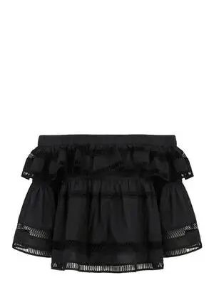 CHRISTY LYNN Angela Ruffled Off-the-shoulder Top - Black
