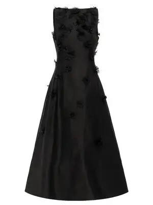 LEO LIN Cleo Petal-embellished Midi Dress - Black