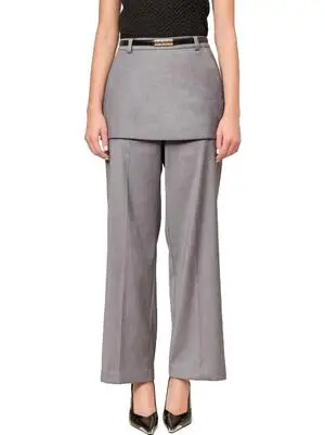 MAUDE CLUB Roxy Layered Waist Wide Leg Pants - Grey