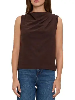Michael Stars Asymmetric Pleated Cotton Top - Java