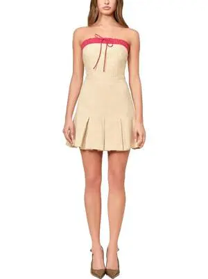 MAUDE CLUB Viola Linen Blend Minidress - Beige Ruby