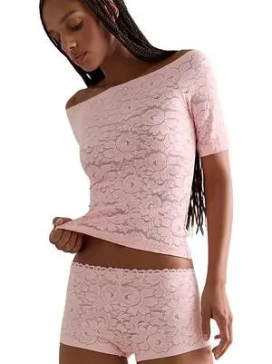 Free People Intimately Smooth Talking Off-the-shoulder Top - Rose Icing