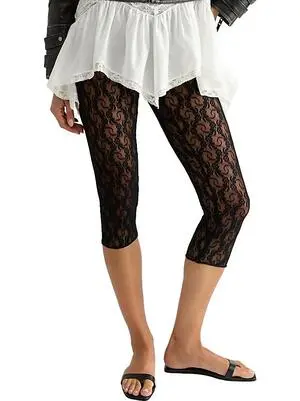 Only Hearts Stretch Lace Capri Tights - Black