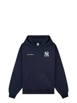 SPORTY & RICH X Yankees Curve Logo-print Hoodie - Blue