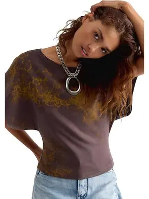 FREE PEOPLE Free People "In My Element" Printed Short Sleeve Tee