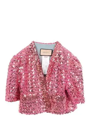 Gucci Sequined Cropped Jacket - Pink