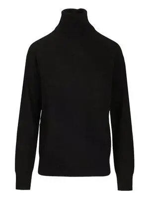 Emporio Armani Embroidered Cashmere Roll Neck Sweater - Black