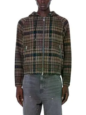 BOTT Checked Zip-up Hoodie - Brown