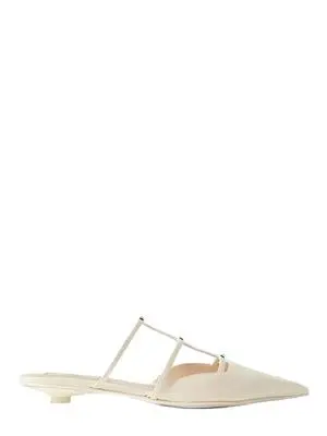 Valentino Garavani Rockstud Embellished Leather Mules - Neutrals