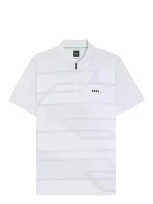 BOSS Geometric-pattern Zipped Polo Shirt - White