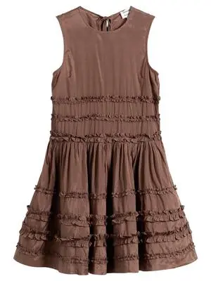 DAMSON MADDER Damson Madder Reed Drop Waist Ruffle Midi Dress
