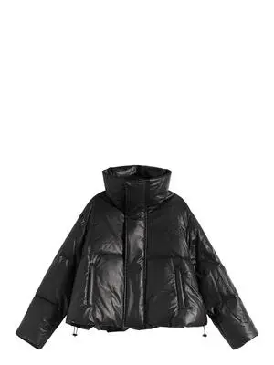 MAISON MARGIELA Faux Leather Padded Cropped Jacket - Black