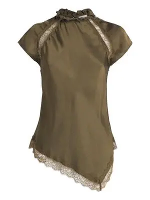 Claudie Pierlot Lace-trim Asymmetric Top - Brown
