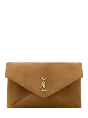 Saint Laurent Saint Laurent Large Cassandre Envelope Pouch Beige