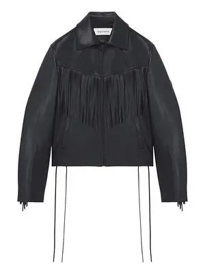 Alexander McQueen Leather Fringed Biker Jacket - Black
