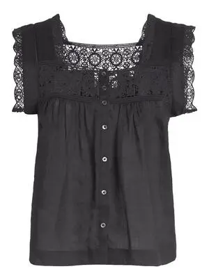 Citizens Of Humanity Ramie Mia Embroidered Blouse - Black