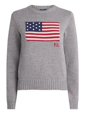 Polo Ralph Lauren Cotton American Flag Sweater - Grey