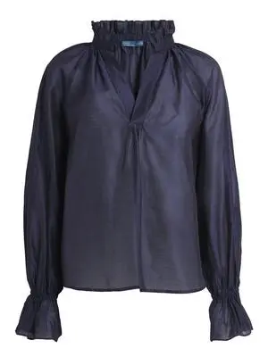 Polo Ralph Lauren Organza Blouse With Gathered Neckline - Blue