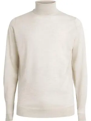 John Smedley Extra Fine Merino Wool Rollneck Sweater - Beige