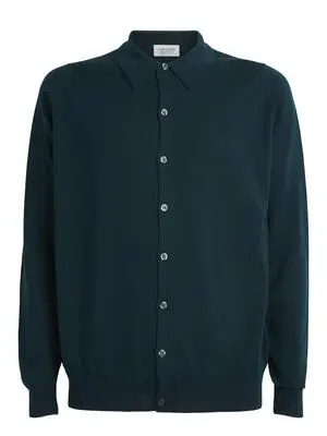 John Smedley Extra Fine Merino Wool Tibor Shirt - Green