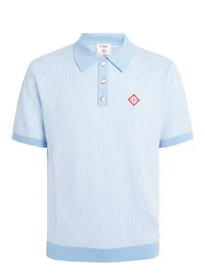 Casablanca Cotton Pinstripe Polo Shirt - Blue