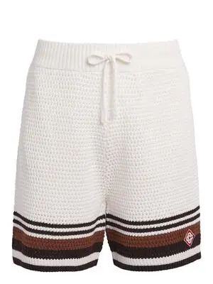 Casablanca Crochet Stripe Shorts - White