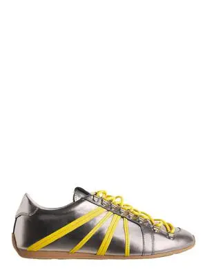 Claudie Pierlot Metallic Leather Swing Sneakers - Silver
