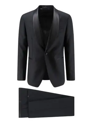 Tagliatore Two-piece Set: Long-sleeve Suit Jacket And Trousers - Black