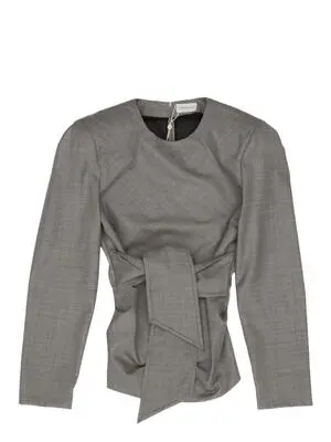 Magda Butrym Detailed Fitted Blouse With Back Tie - Grey