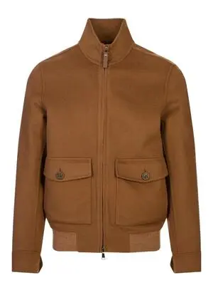 Canali Stand-up Collar Casual Jacket - Brown