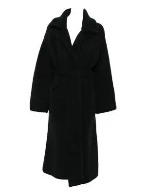 Alanui Ribbed-knit Belted Coat - Black