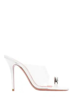 Amina Muaddi Embellished Stiletto Heeled Sandals - White