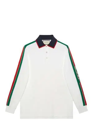 GUCCI Cotton Polo With Gucci Stripe White