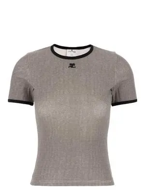 COURREGES Short-sleeved T-shirt With Ac Logo - Grey