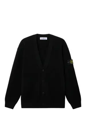 Stone Island V-neck Cardigan With Pockets - Black
