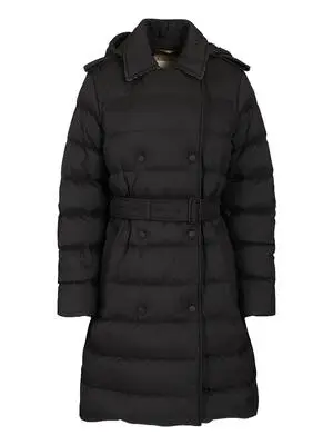 Burberry Belted Quilted Long Coat - Black