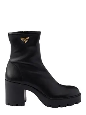 Prada Leather Ankle Boots - Black